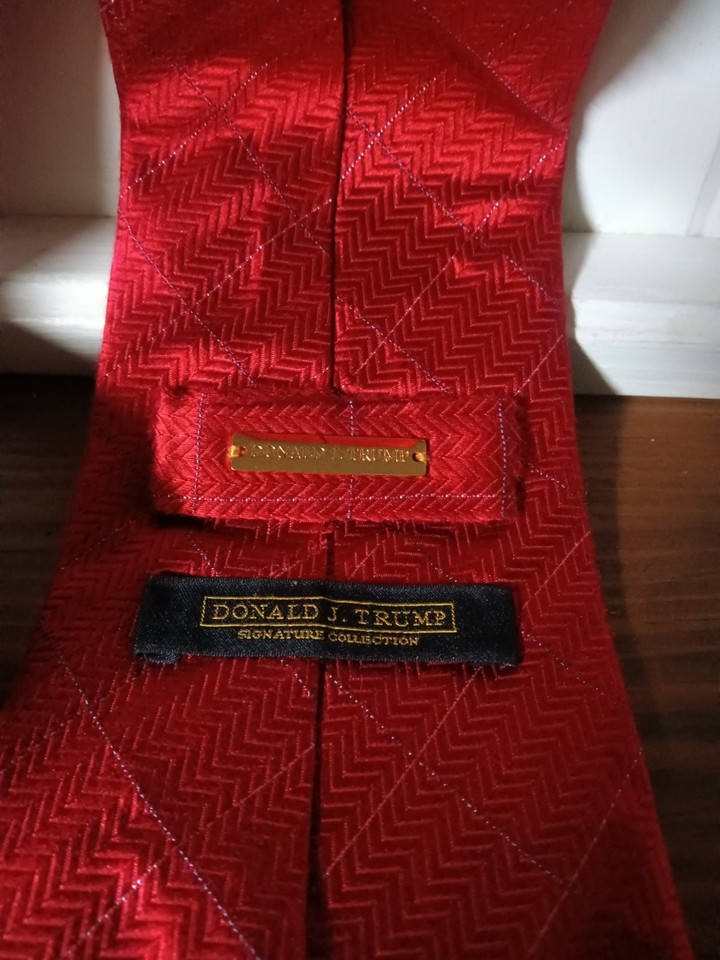 Donald J Trump Signature Collection 100% Silk Mens Red Geometric Design ...