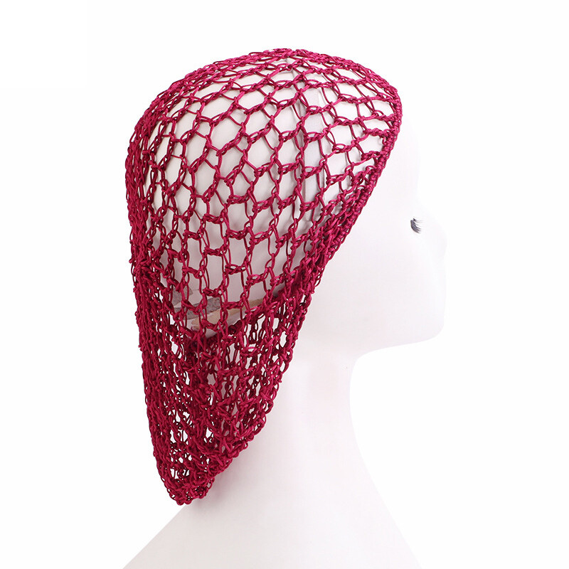 Womens Mesh Hair Net Crochet Cap Solid Hairnet Snood Sleeping Turban ...
