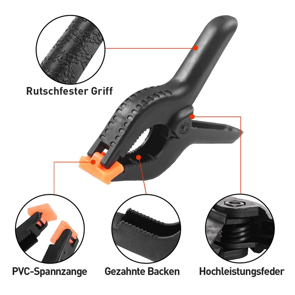 12 X Large Spring Clamps 6 " Set Heavy Duty Market Tarpaulin Quick Grip ...