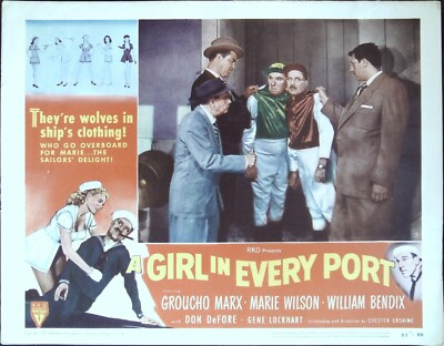 Girl in Every Port Lobby Card #3 1952 Groucho & William Bendix as ...