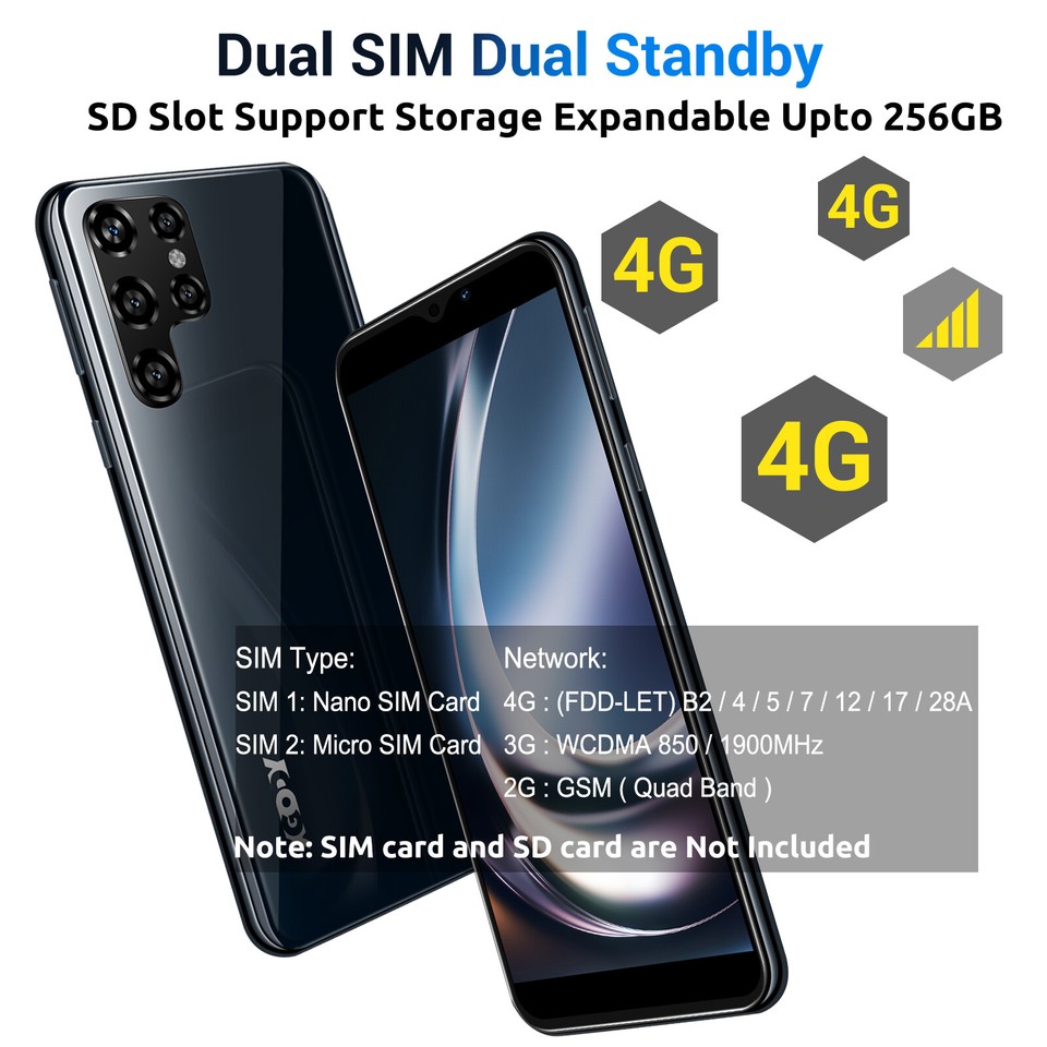 2025 New Unlocked Smartphone Android Quad Core Dual SIM 6 in 4G Cheap ...