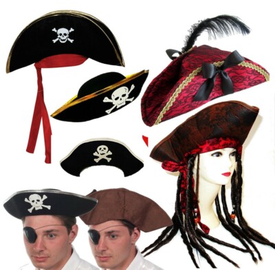 Pirate Hats Pirate of Caribbean Fancy Dress Party Hat World Book Day 8 ...