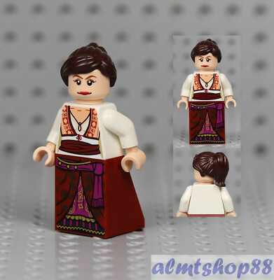 LEGO - Female Minifigure Dark Red Dress & Brown Ponytail Hair Princess ...