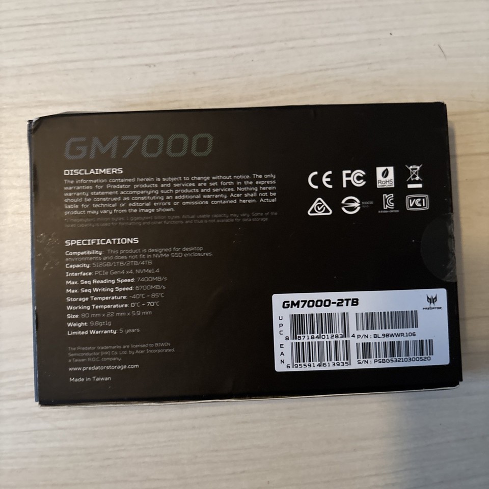 Predator GM7000 SSD PCIe Gen4×4 M.2 w/DRAM Cache NVMe 1.4 2280 Ultra ...