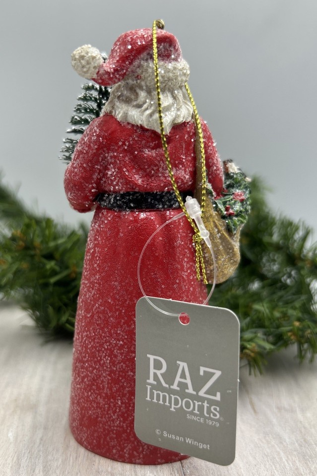 Raz Imports By Susan Winget Santa Claus Christmas Ornament W Tree Resin ...