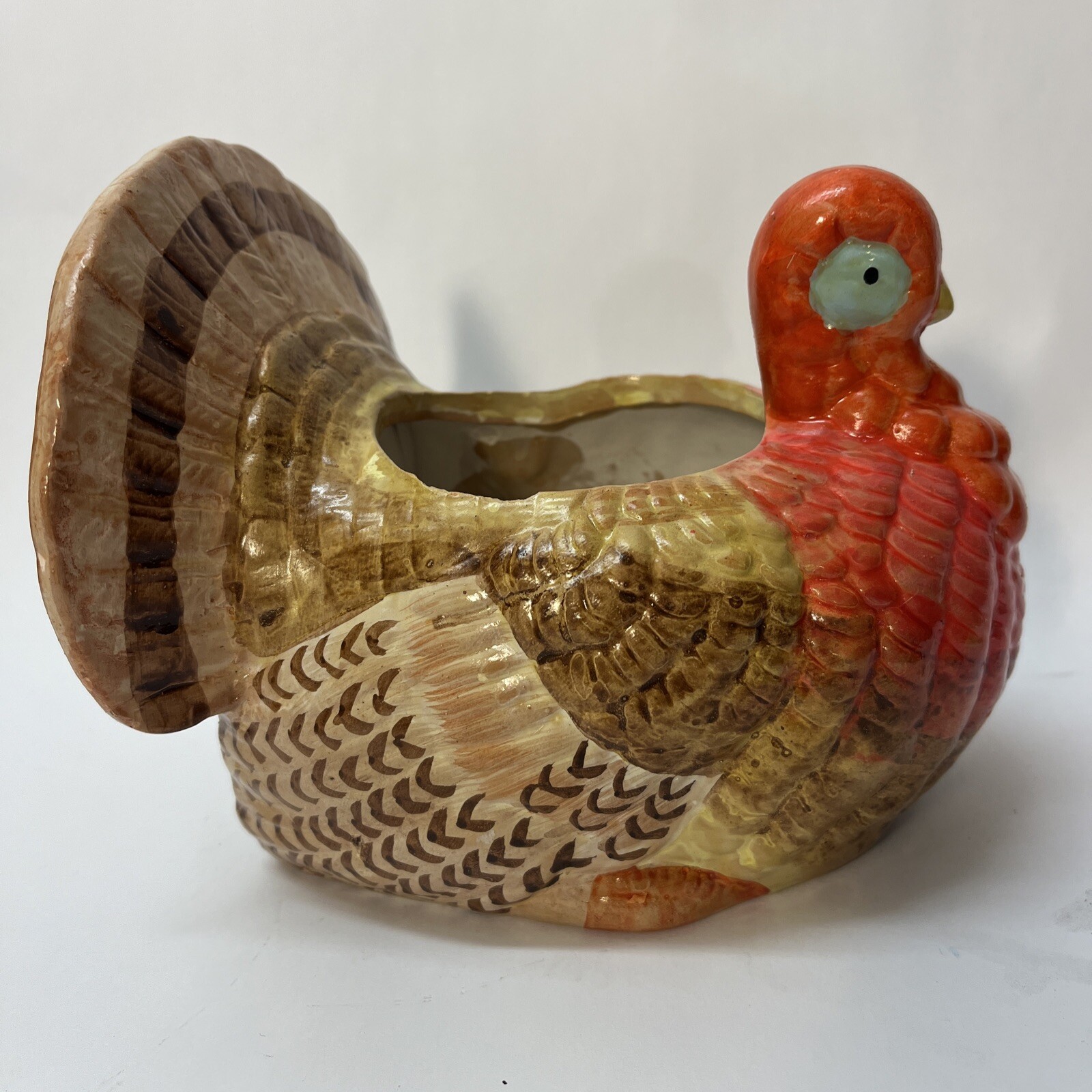 HOLLAND Floral Inc Thanksgiving Colorful Turkey Planter Vase Candle | eBay
