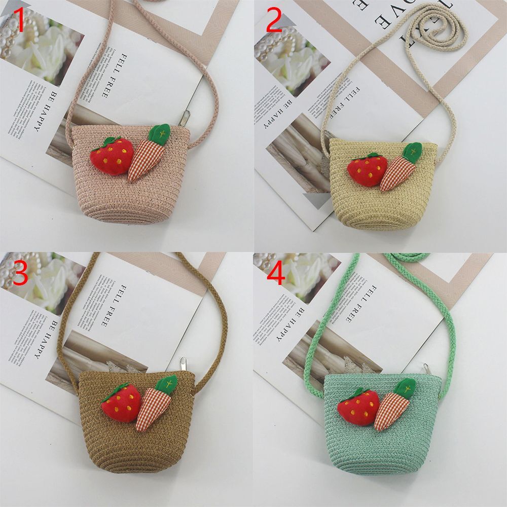 Coin Purse Children Princess Handbag Handmade Shoulder Bag Straw ...