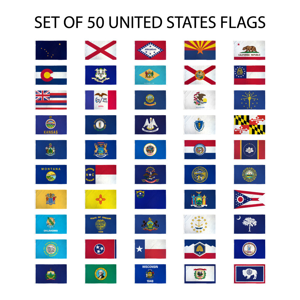 Set of 50 US State Flags Set of 50 United States Flags 3x5ft House ...