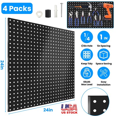 4PACK Pegboard Wall Panel Board Tool Storage Organizer for Home Garage ...