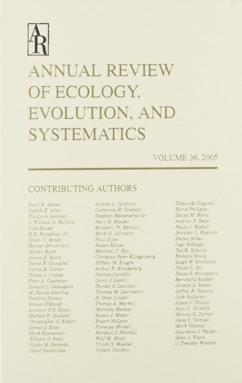 Annual Review of Ecology, Evolution, and Systematics Ser.: Annual ...