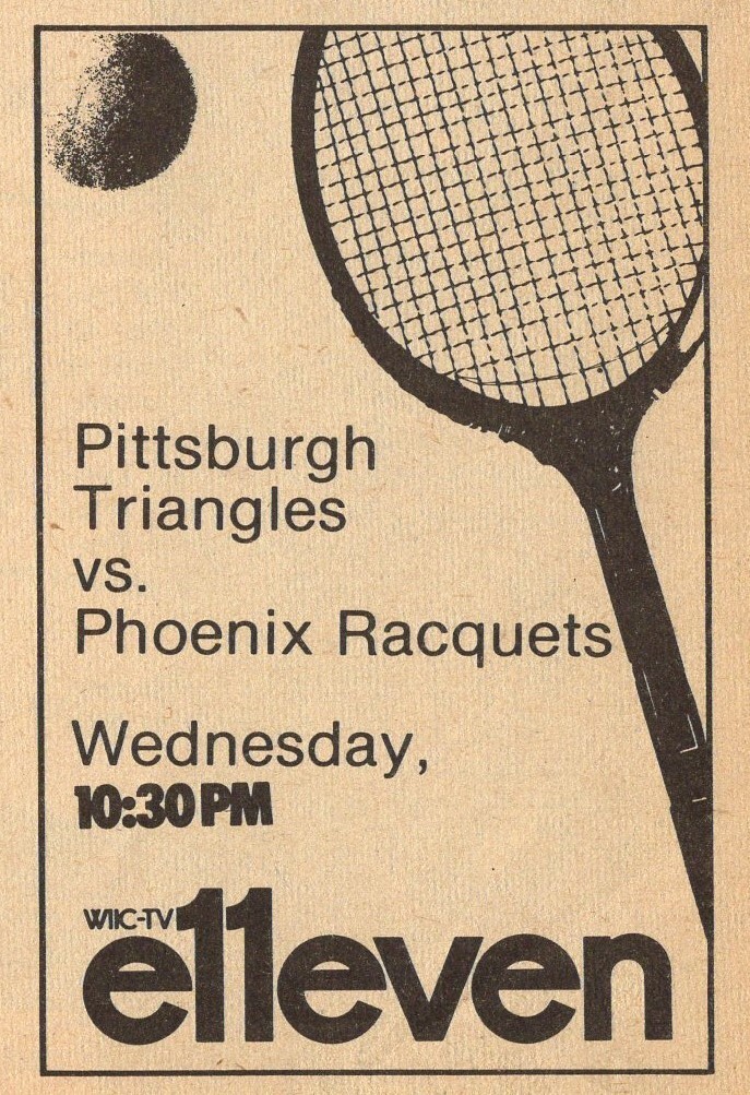 1976 WIIC TV AD PITTSBURGH TRIANGLES vs PHOENIX RACQUETS WTT TENNIS ...