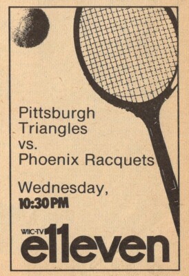 1976 WIIC TV AD PITTSBURGH TRIANGLES vs PHOENIX RACQUETS WTT TENNIS ...