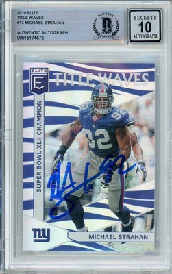 2019 Elite Title Waves #13 Michael Strahan RC New York Giants BAS ...