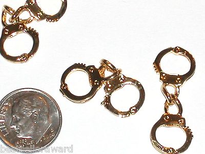 1pc miniature dollhouse tiny small Handcuffs arrested movable chain ...