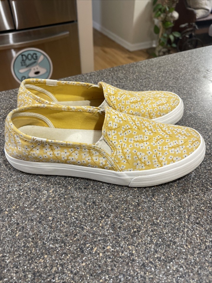 Keds Women's Double Decker Shoes Floral Yellow Slip On Sneakers Size 8. ...