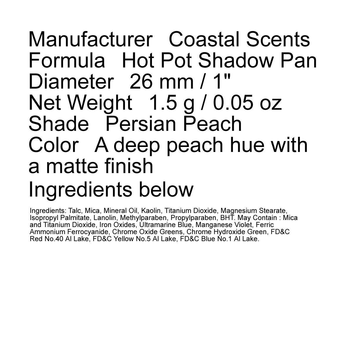 Coastal Scents Hot Pot Eye Shadow - PERSIAN PEACH - deep peach MATTE | eBay