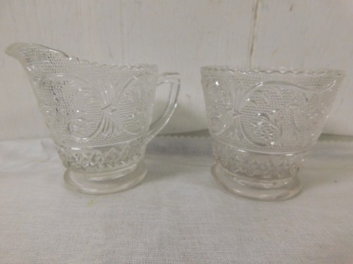 Duncan Miller Clear Sandwich Glass Open Sugar & Cream Pitcher Set | eBay