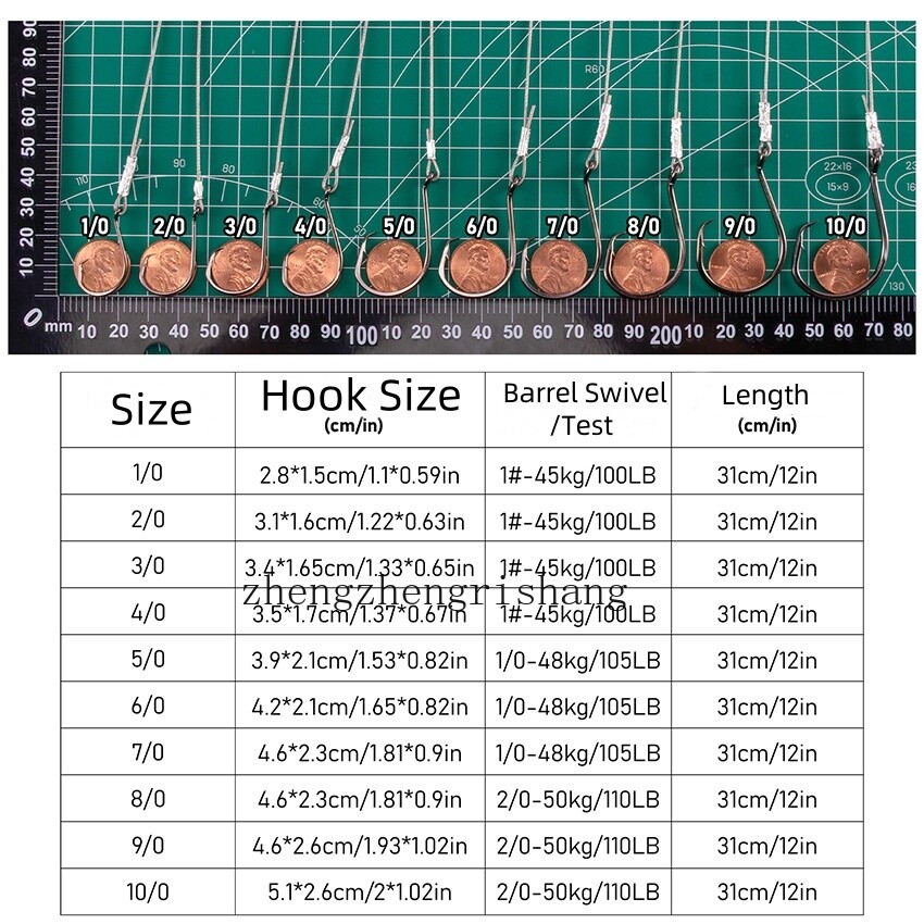 31cm Fishing Circle Hooks Rigs Saltwater Catfish Fishing Leader Hook ...