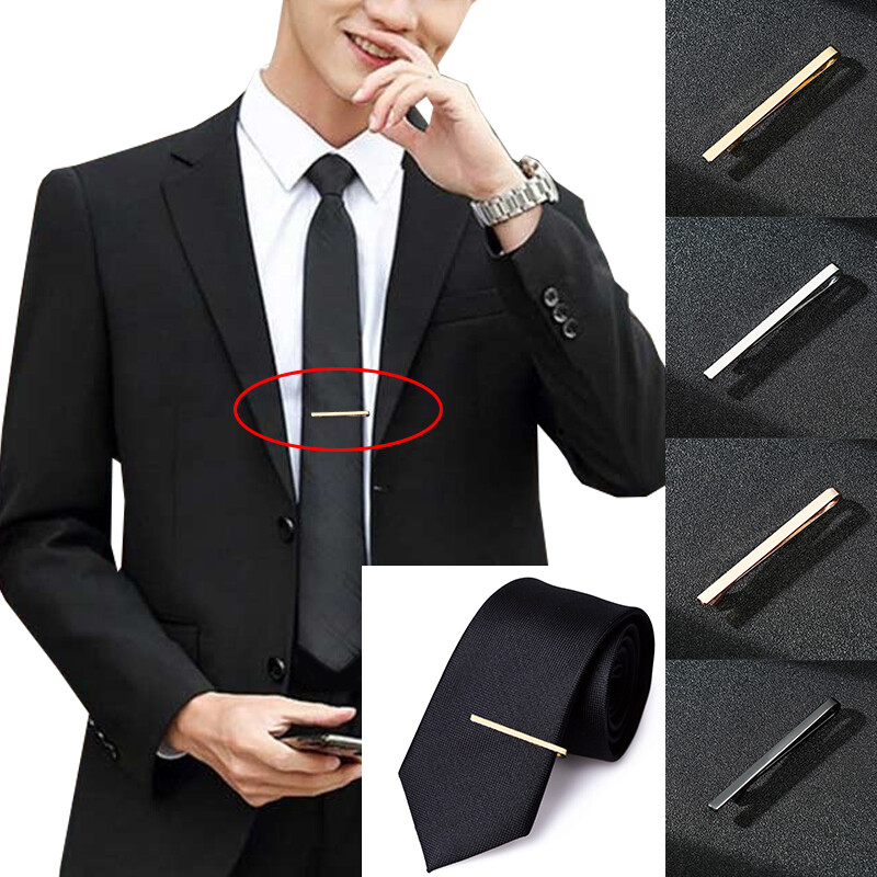 Mens Stainless Steel Tie Clip Necktie Bar Clasp Clamp Pin Gold Black ...