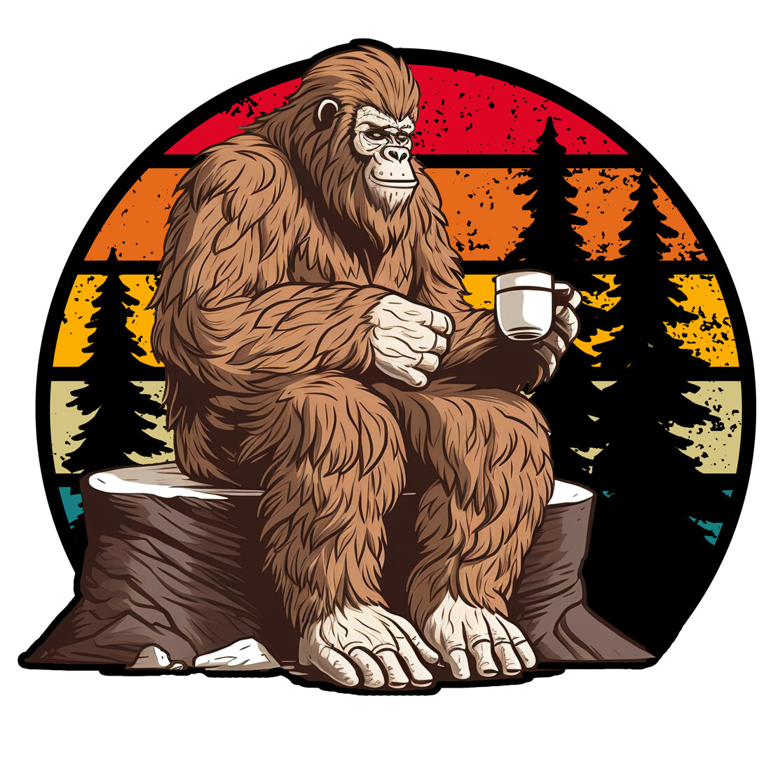 Bigfoot Drinking Coffee Sticker - Sasquatch Yeti Car Truck Window Decal ...