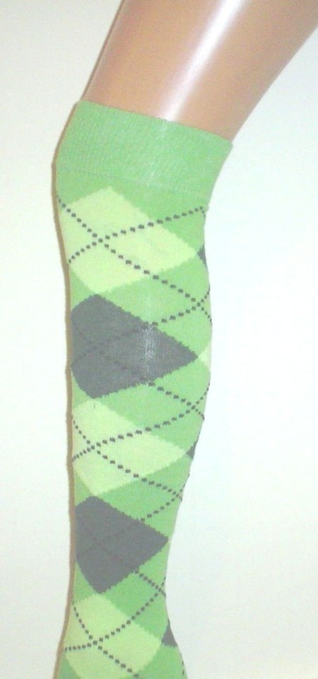 ARGYLE CHECK DIAMOND STRETCH LONG KNEE HIGH SOCKS PUB GOLF FANCY DRESS ...
