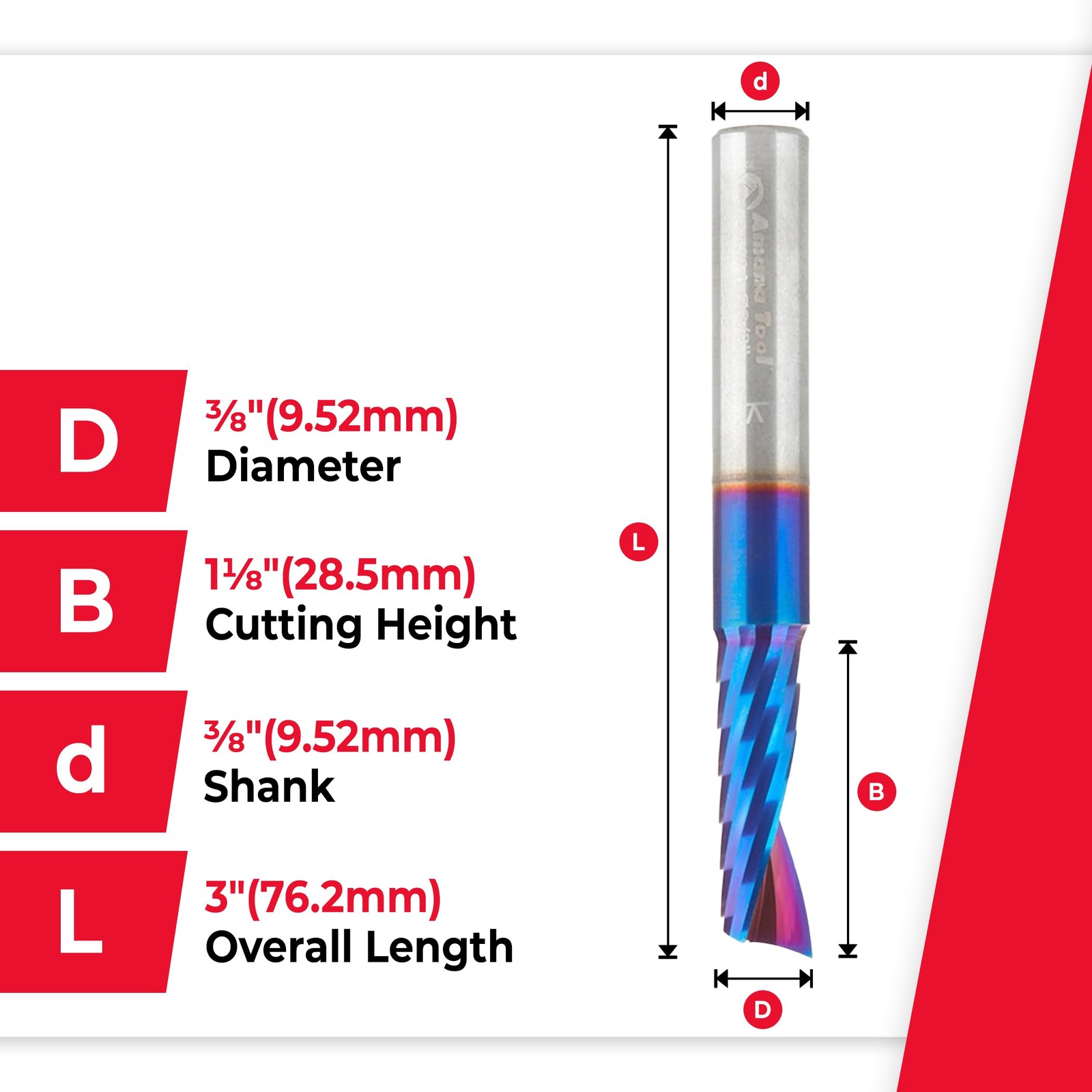 Amana Tool Spektra Coated Solid Carbide Cnc Spiral Single O-Flute ...