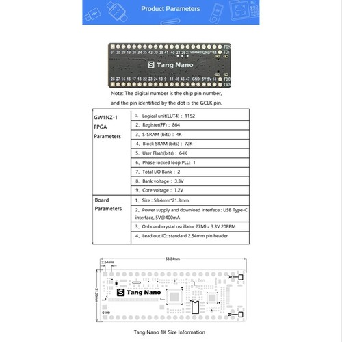 1pcs Minimalist FPGA Development Board Straight Insert Breadboard Part ...