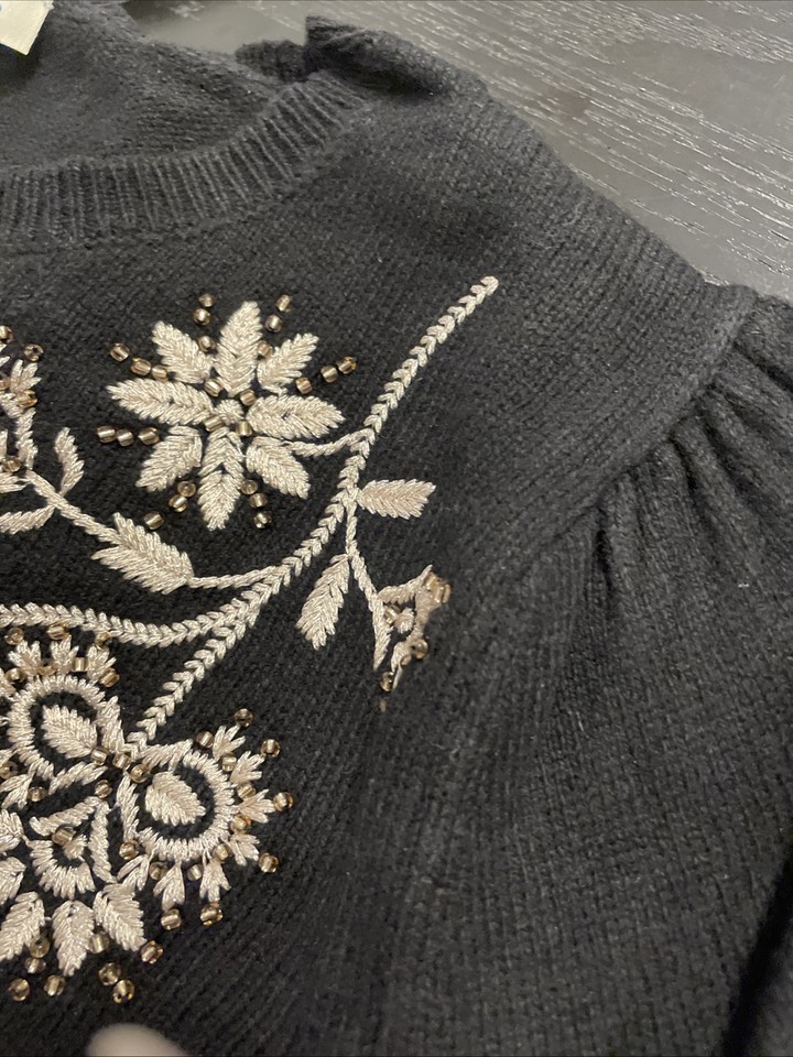 NEW Sundance Catalog Bead Metallic Embroidered Andrina Black Cardigan ...