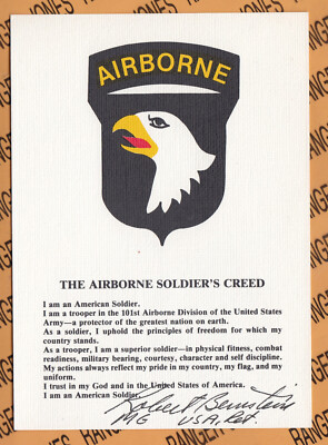 US Army 101st ABN DIV THE AIRBORNE SOLDIER'S CREED 5x7" MG R BERNSTEIN ...