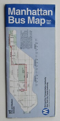 Manhattan Bus Map Sept. 1991 Metropolitan Transportation Authority | eBay