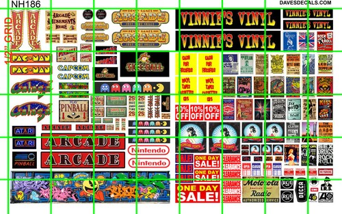 NH186 DAVE'S DECALS N SCALE ARCADE STORE SIGNS RECORD STORE AND ...