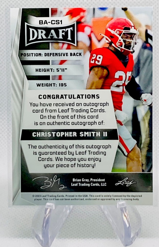 2023 Leaf Draft Christopher Smith II XRC Rookie Auto #BA-CA1 - Las ...