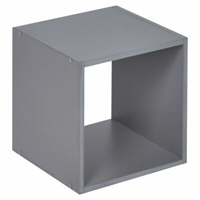 GREY CUBE 30CM SQUARE WOODEN STORAGE OFFICE BEDROOM BOX BOOKSHELF WALL ...