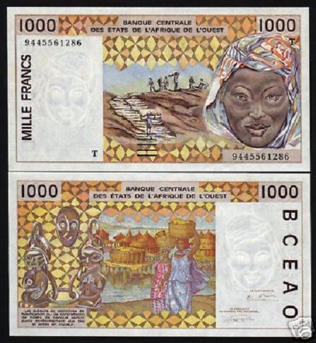 WEST AFRICAN STATES TOGO 1000 FRANCS P811T 1994 MASK UNC CURRENCY MONEY ...