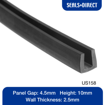 Rubber Square U Channel Section US158 - 4.5mm Edge Panel Gap x 10mm ...