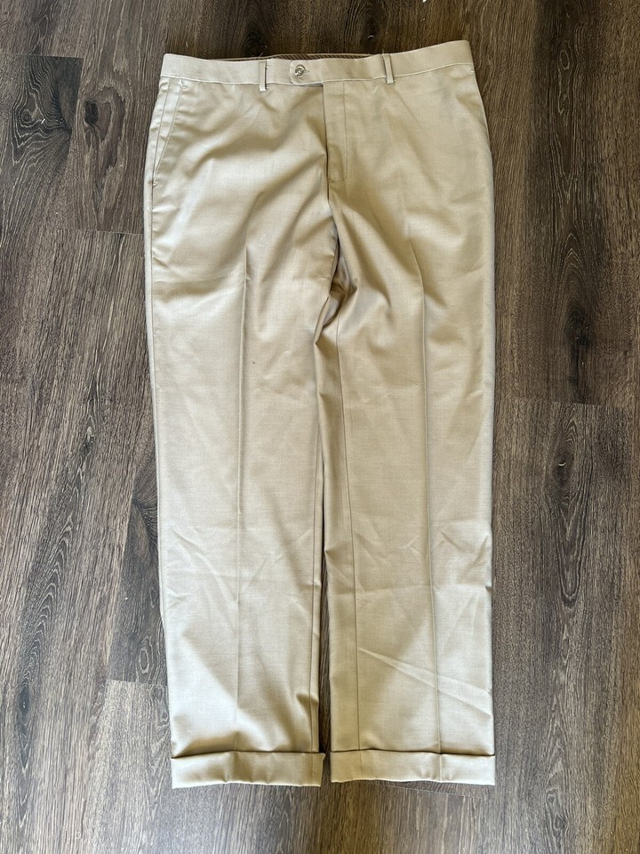 Men's Slacks Beige Cuff Hem Sz 36x37, Camel Color, Angelo Rossi | eBay
