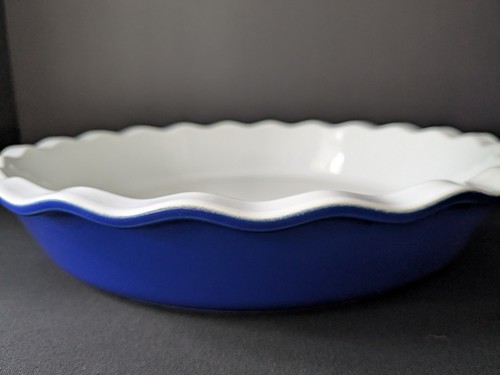 Emile Henry France Ruffled Edge Pie Dish Blue & White 30.cm Oversized ...