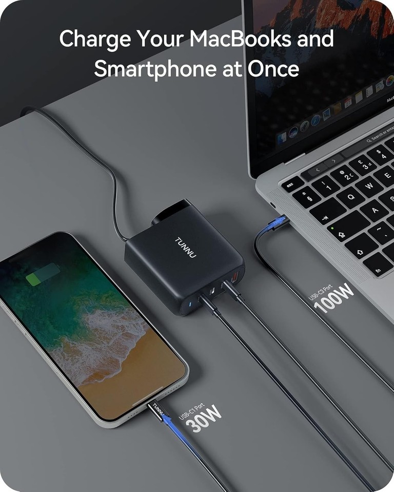 130W USB C Charging Station: USBC Wall Fast Charger - MacBook Pro ...