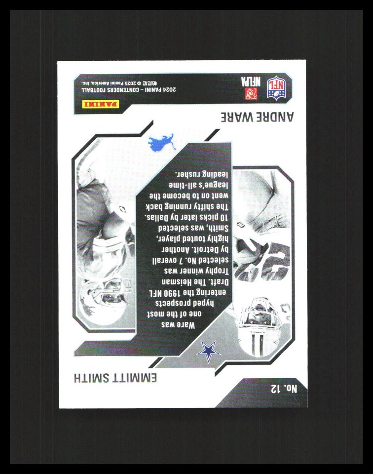 2024 Emmitt Smith, Andre Ware - Panini Contenders Draft Class #12 ...