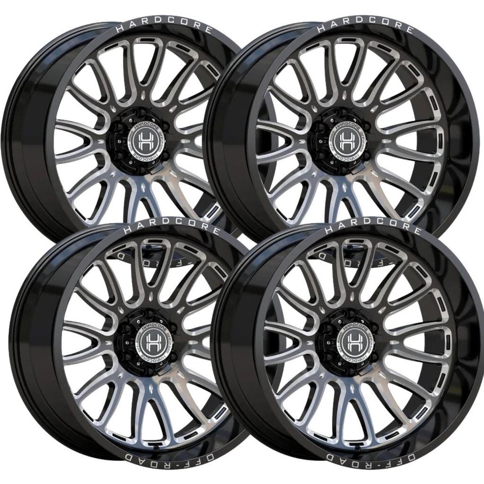 20 inch 20x10 Hardcore HC101 Black MIlled wheel rim 5x5.5 5x139.7 -19 ...