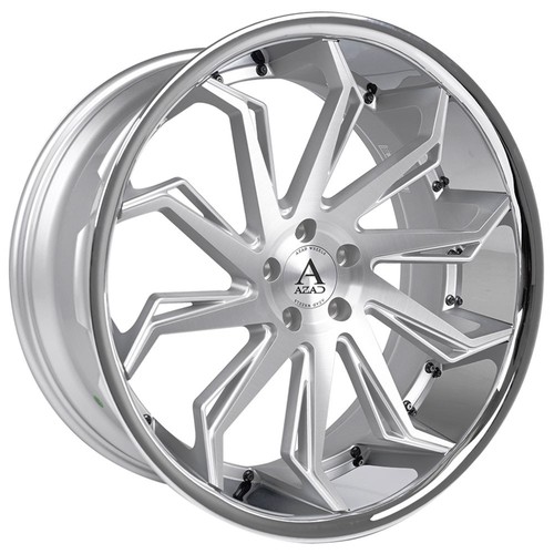 F20x9/R20x10.5"Staggered Azad Wheels AZ1101 Semi Brushed with Chrome SS ...