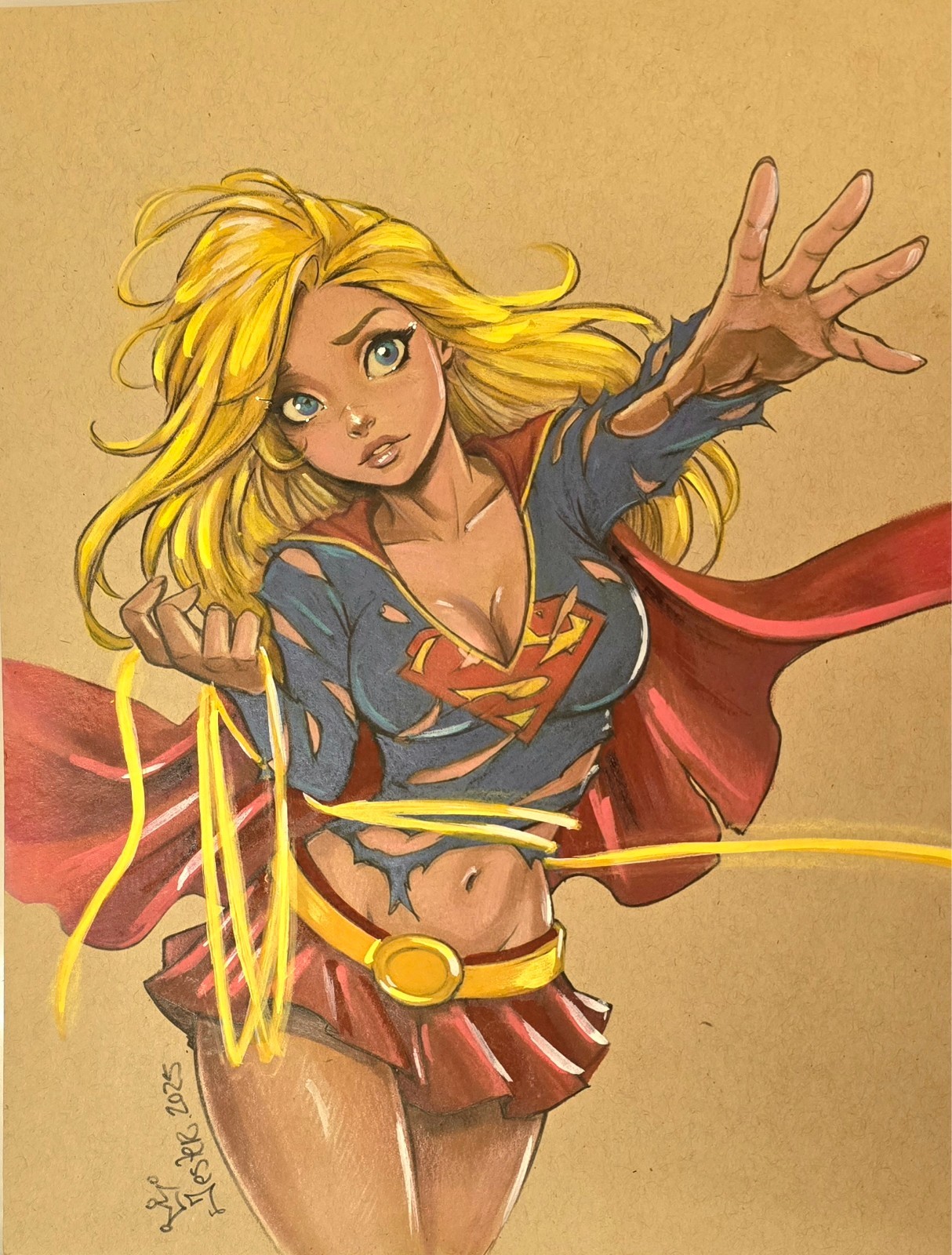 ONE DAY ONLY!!! Super Cute SUPERGRRL girl original art Drawing By ...