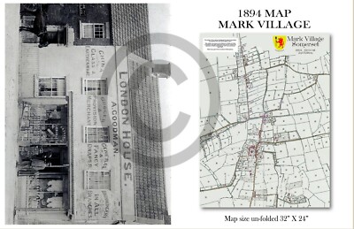 Mark Village - Somerset - Full Size fold out Vintage Map c1894 - High ...