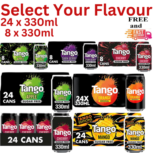 Tango Orange Original, Dark Berry, Apple 8/24 x 330ml Fizzy Soft Drink ...
