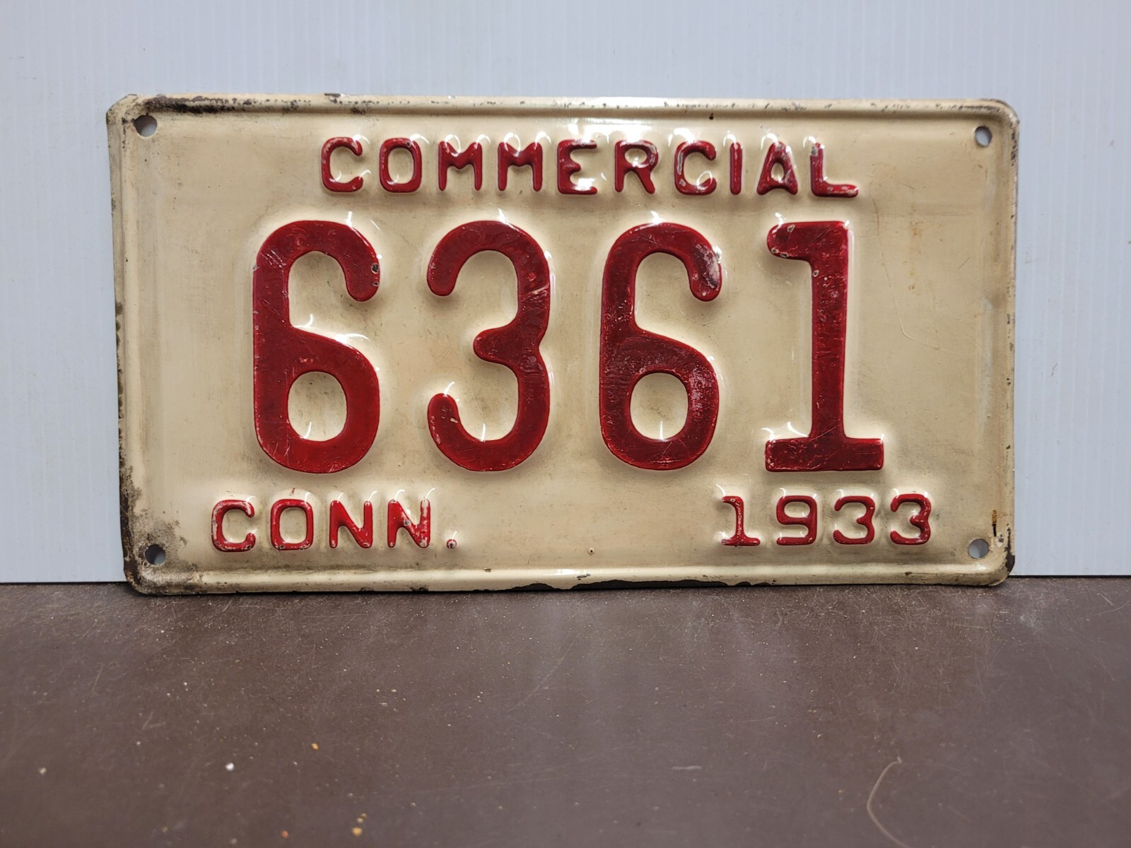 1933 CONNECTICUT COMMERCIAL License Plate Tag original. | eBay