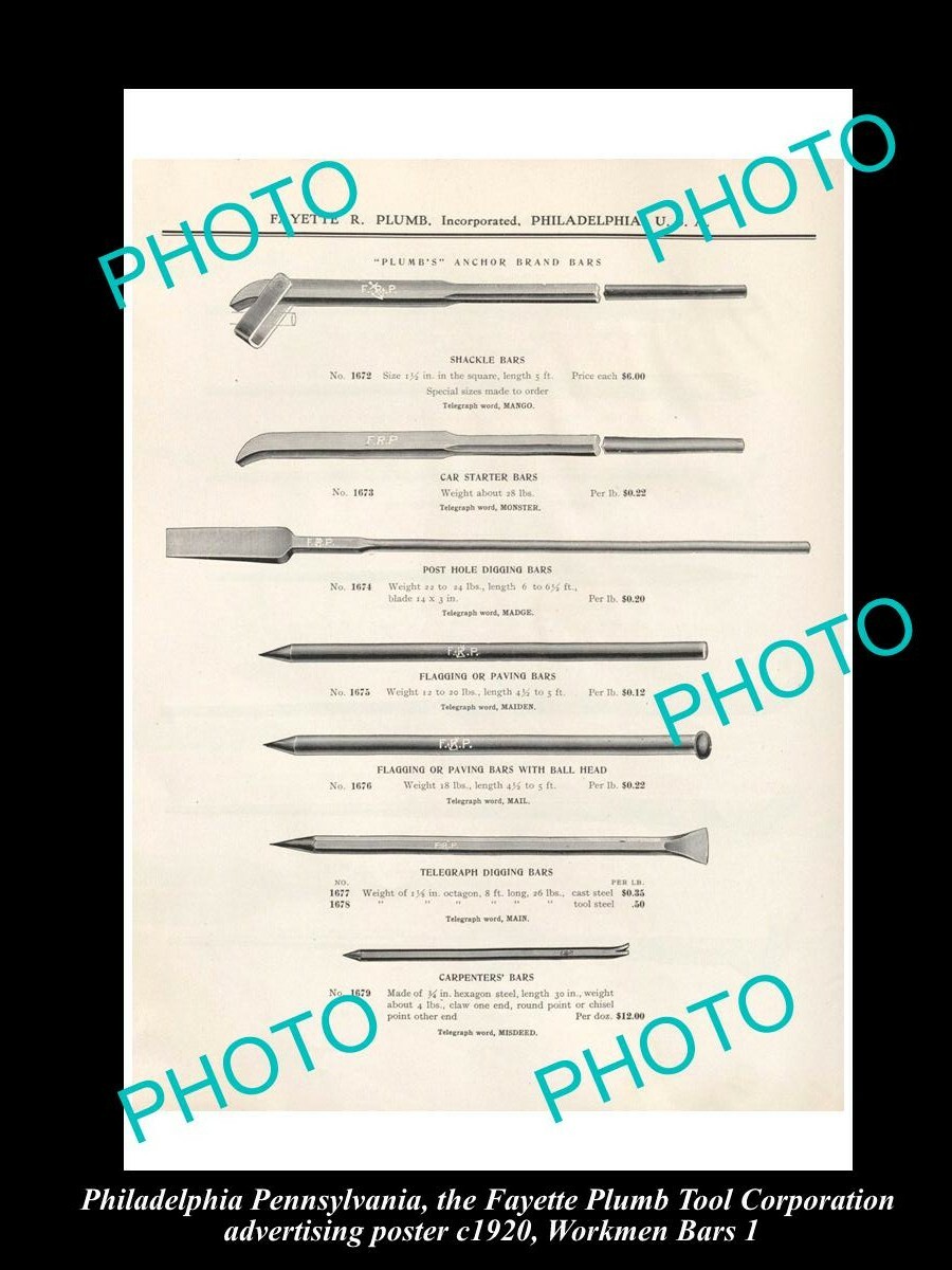 POSTCARD SIZE PHOTO OF PHILADELPHIA PA THE F/P TOOL Co POSTER WORKERS ...