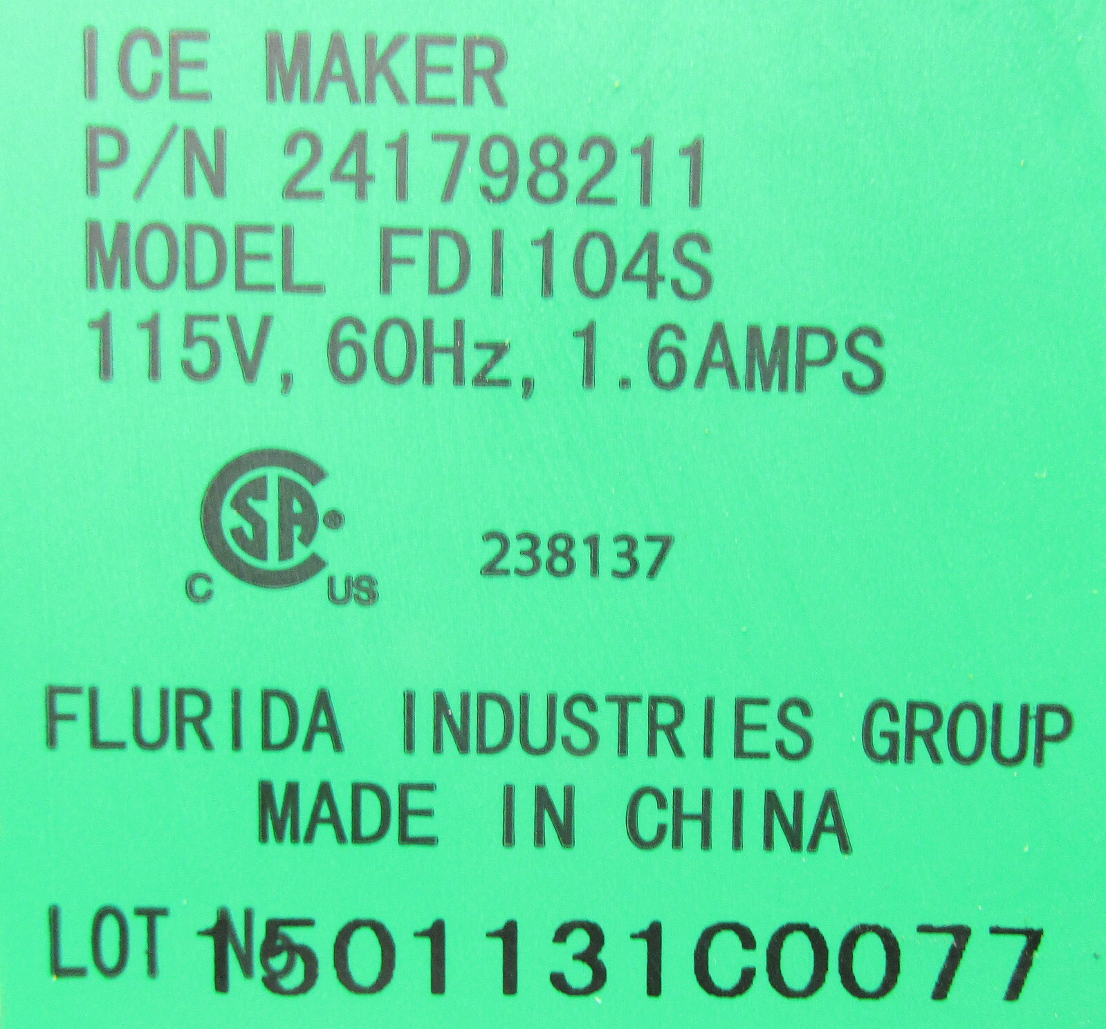 CHECK PHOTOS**** 241798211 | ICE CUBE MAKER ***FREE 1 YEAR WARRANTY ...