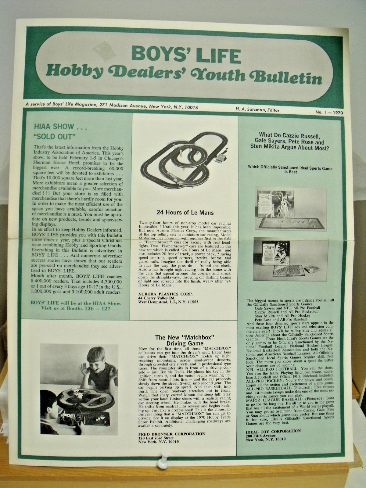 BOYS' LIFE HOBBY DEALERS YOUTH BULLETIN #1 1970 11" X 15", 4 PGS, VG ...