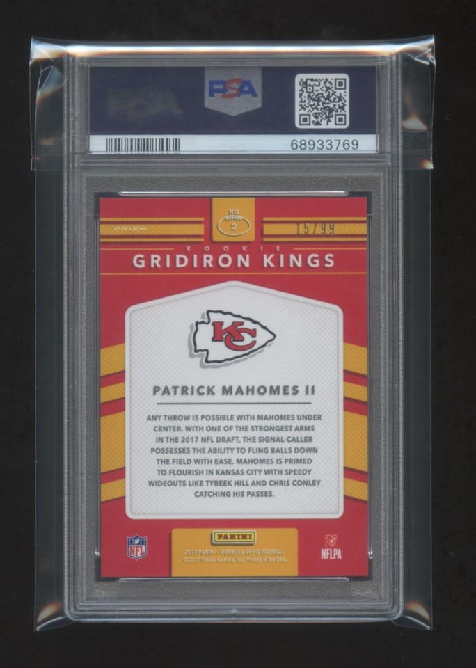 PSA 10 PATRICK MAHOMES 2017 OPTIC RC GRIDIRON KINGS RED PRIZM REFRACTOR #D 15/99 | eBay
