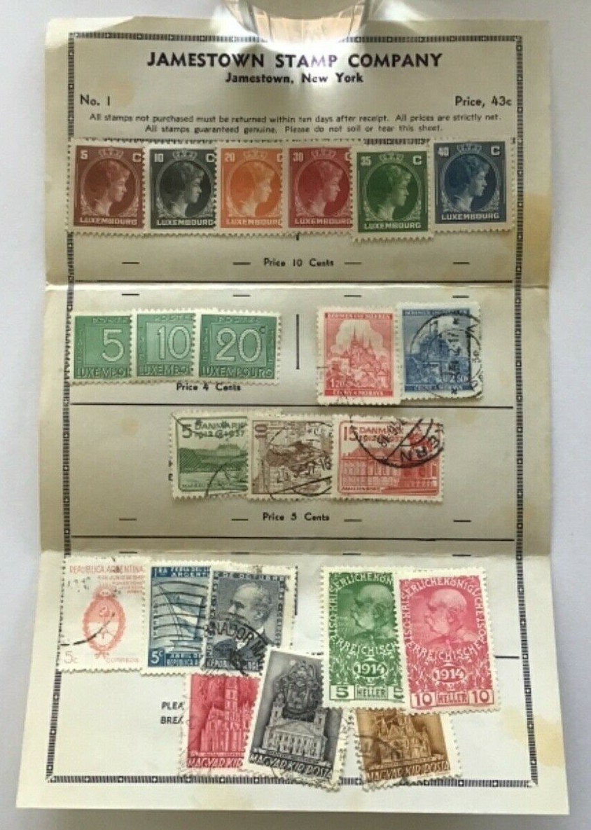 Vintage Jamestown Stamp Company Stamps Collection Hinged 2 Sheets A3-12 ...